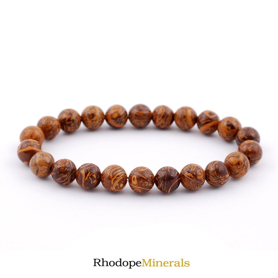 Wood Jasper Bracelet, Petrified Wood Jasper Bracelet 8 Mm Beads ...