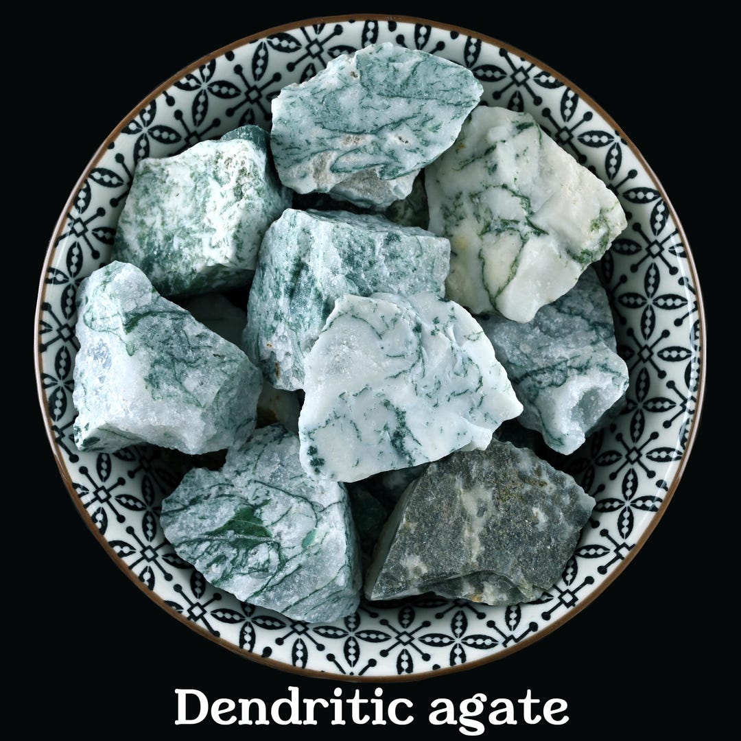 Dendritic Agate Raw Stone, Dendritic Agate Rough Stone, Dendritic Agate ...