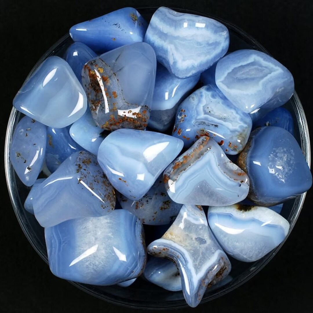 Blue Chalcedony Tumbled Stone, Blue Chalcedony, Tumbled Stones ...