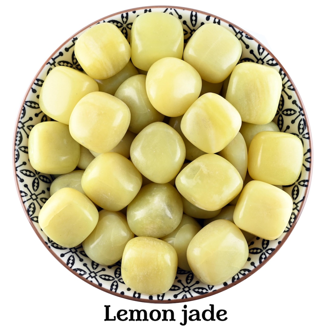 Lemon Jade Tumbled Stone, Lemon Jade, Yellow Jade, Tumbled Crystals ...