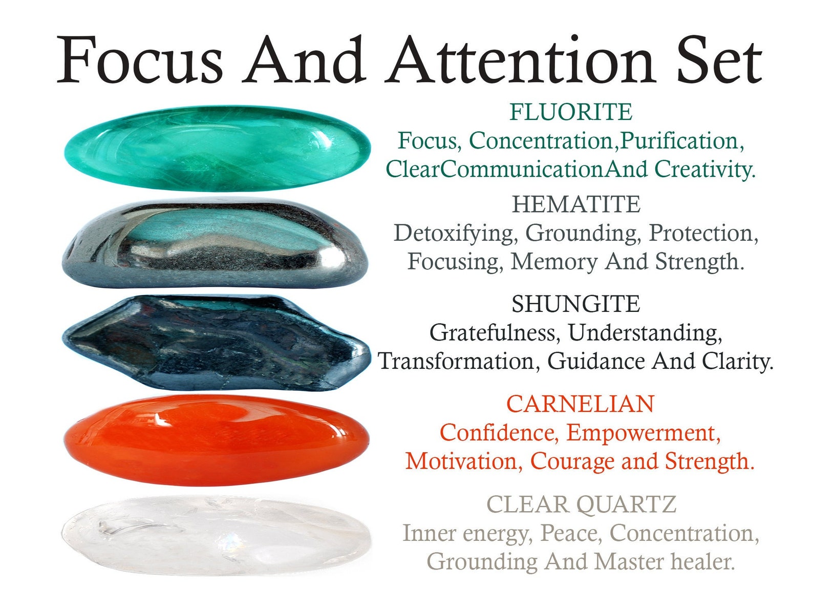 Focus and Attention Crystals Set Focus and Attention - Etsy