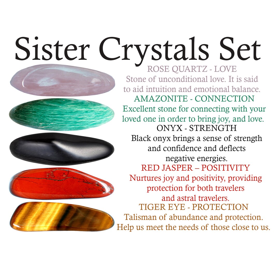 Sister Crystals Set, Sister Set, Rose Quartz, Amazonite, Onyx, Red ...