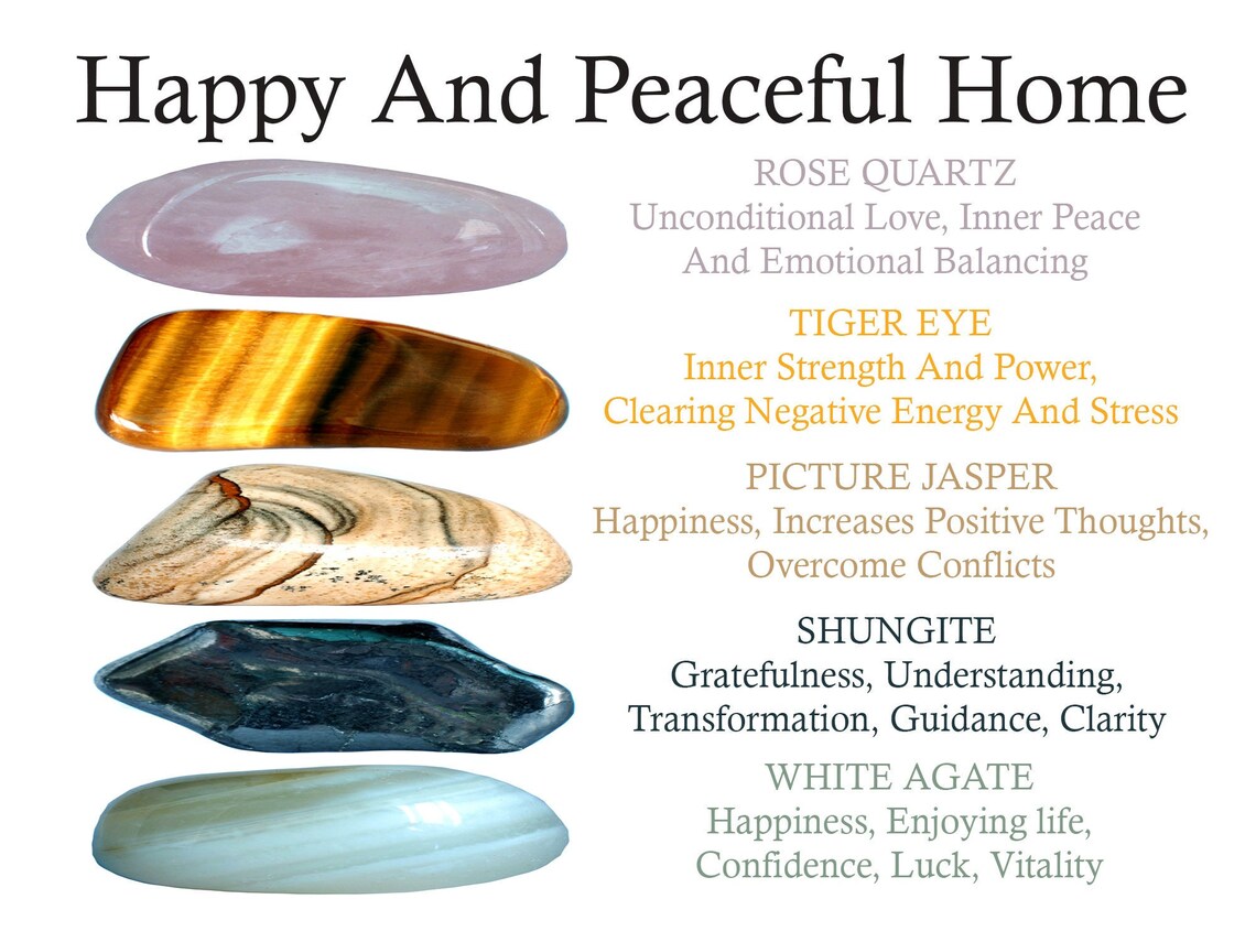 Happy and Peaceful Home Crystals Set Rose Quartz Tiger Eye - Etsy