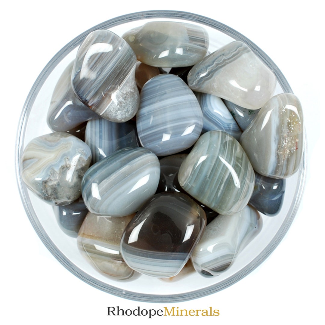 Grey Agate Tumbled Stone, Grey Banded Agate, Tumbled Stones, Agate ...