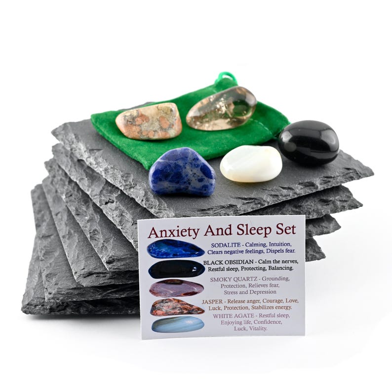 Anxiety and Sleep Crystal Set, Calm and Peace, Gift for Gemstone Lovers ...