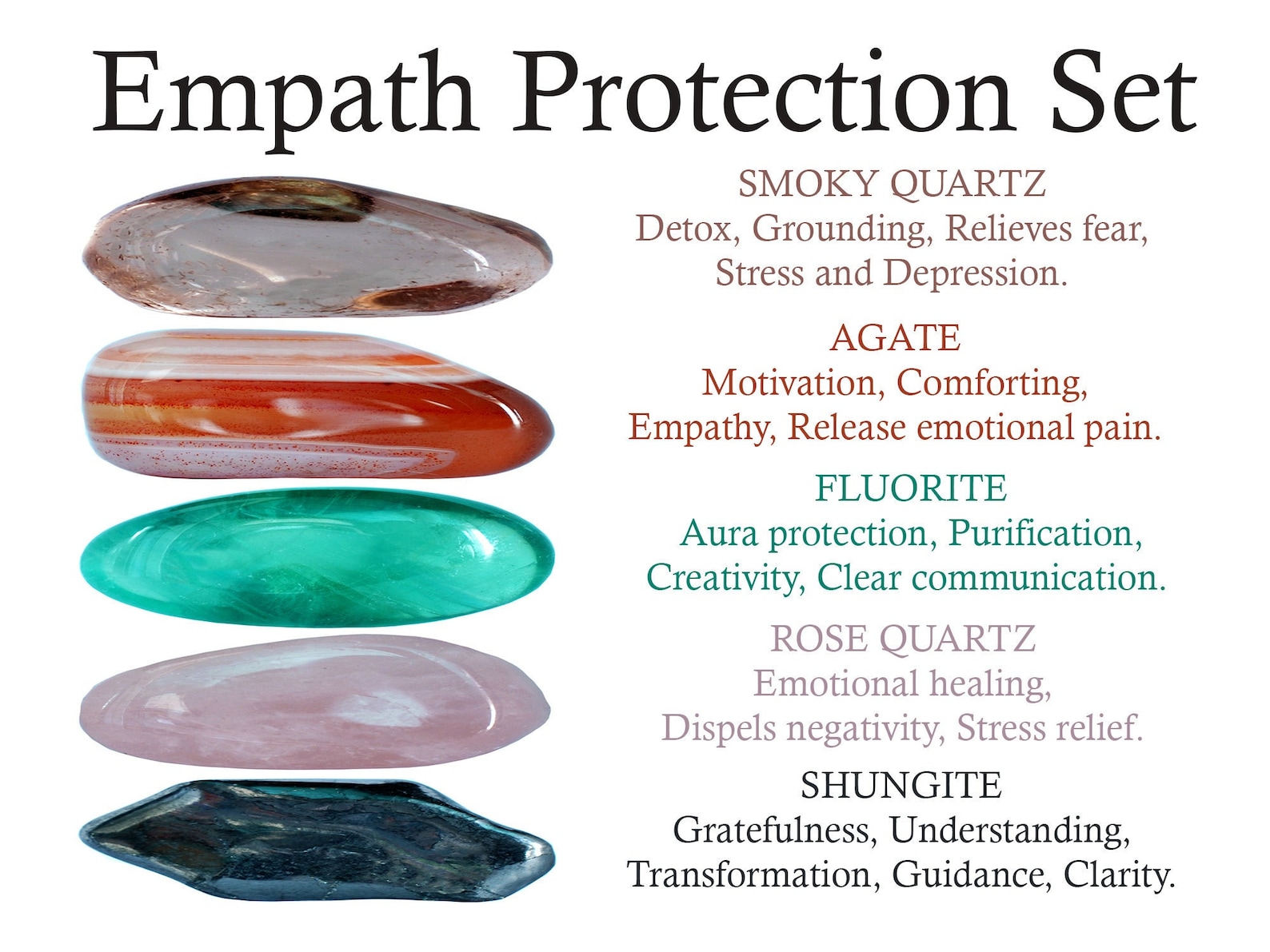 Empath Protection Crystals Set Empath Protection Smoky - Etsy