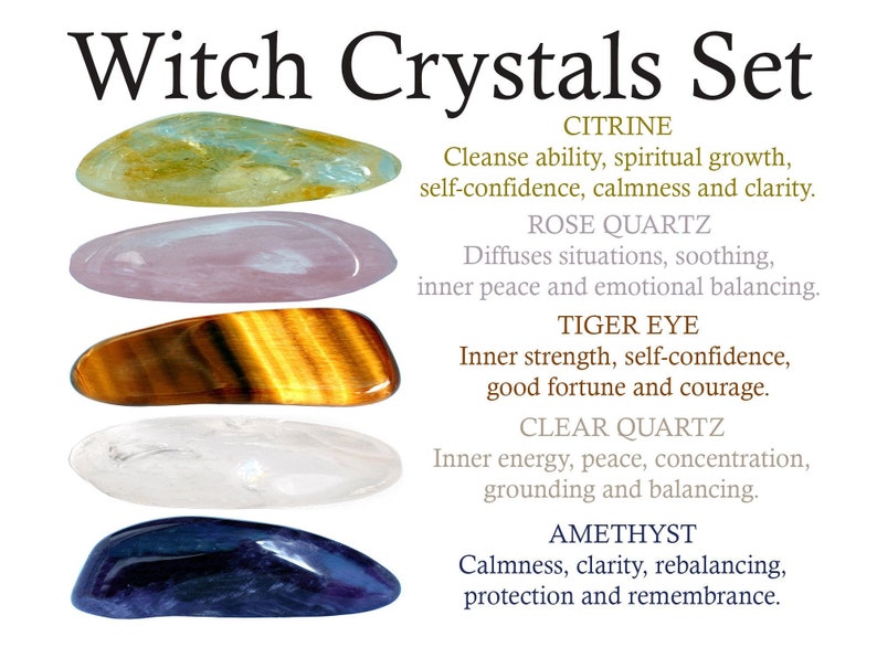 Witch Crystals Set Witch Crystals Kit Citrine Rose Quartz - Etsy