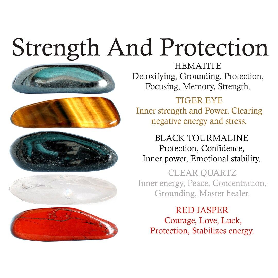 Strength and Protection Crystals Set, Strength, Protection, Hematite ...