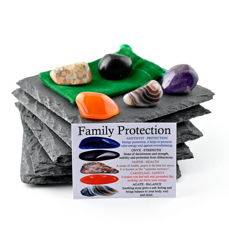 Family Protection Crystal Set, Home Harmony, Gift for Crystal Lovers ...