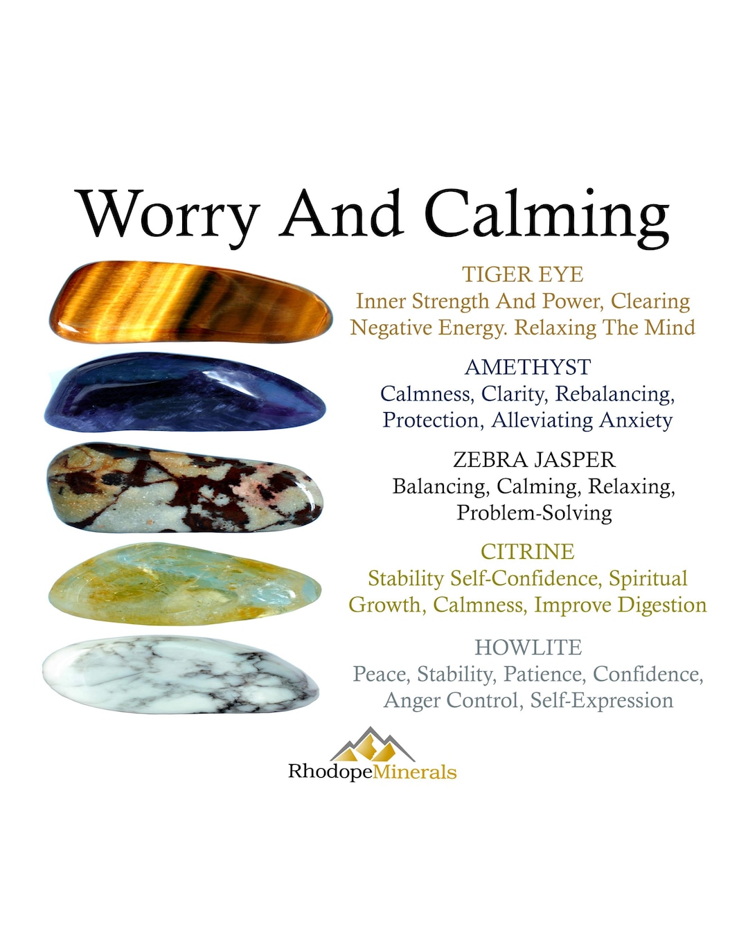 Worry and Calming Crystals Set, Peace and Anxiety Gift for Crystal ...