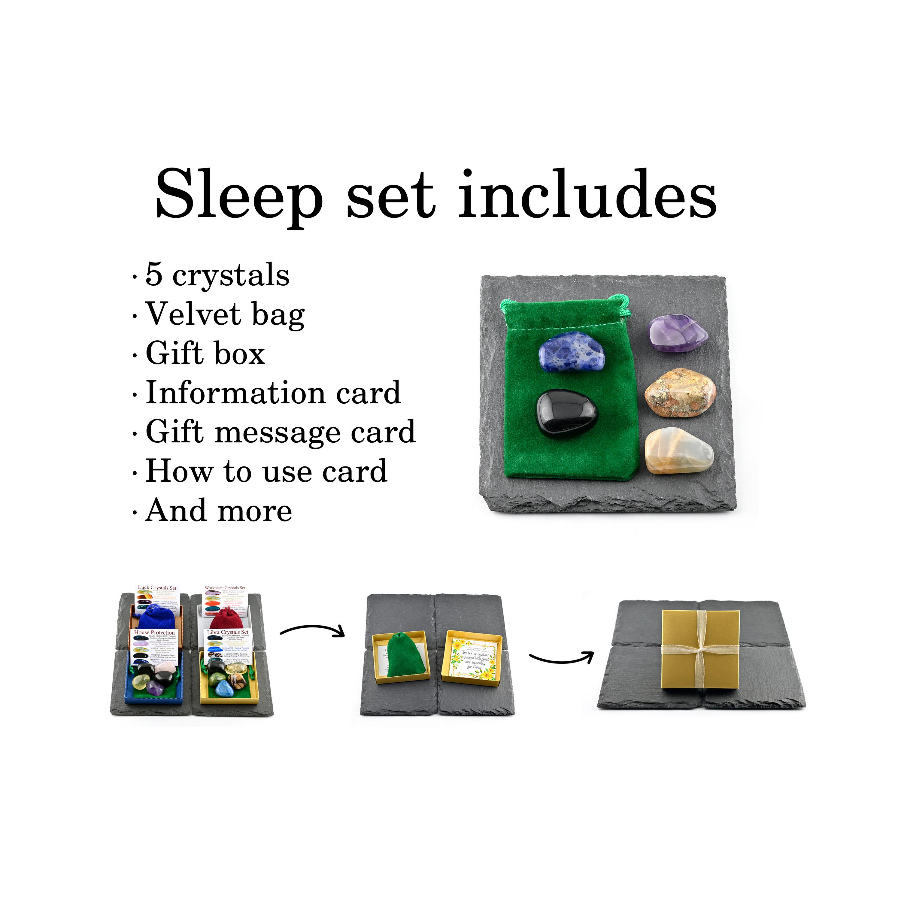 Sleep Crystal Set, Deep Rest, Relaxation Gemstones, Gift for Crystal ...