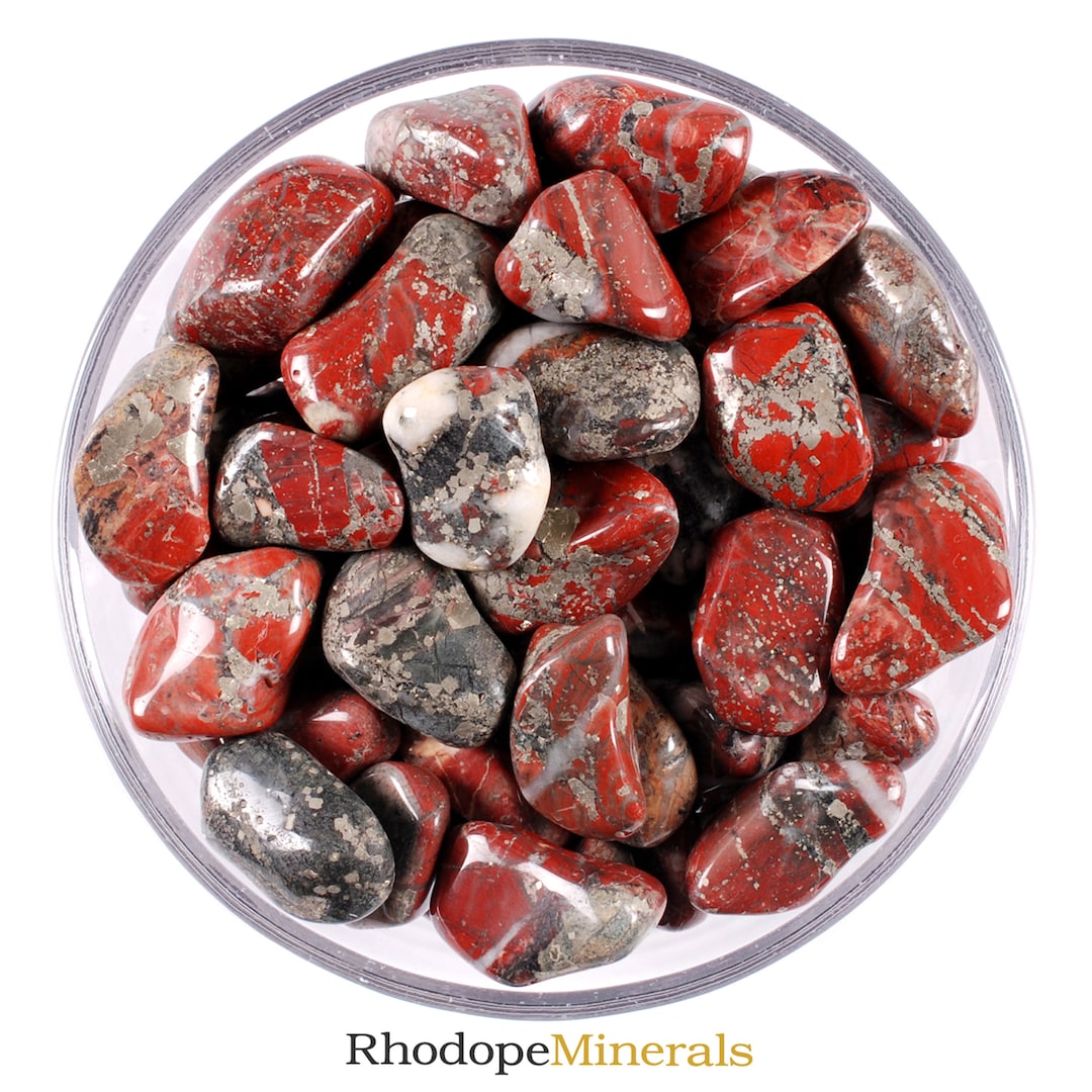 Red Jasper With Pyrite Tumbled Stone, Red Jasper, Pyrite, Tumbled ...
