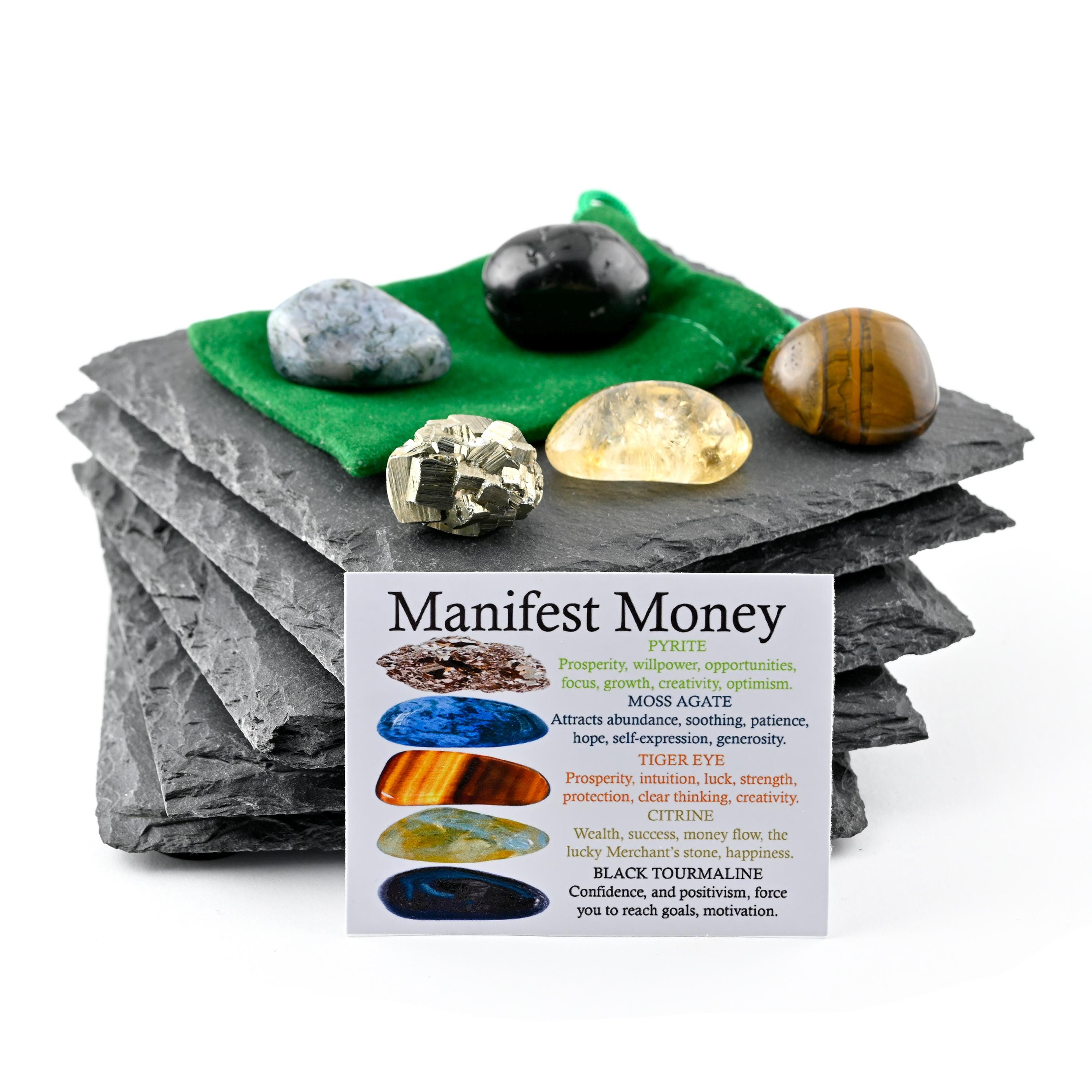 Manifest Money Crystal Set, Wealth and Abundance, Gift for Crystal ...