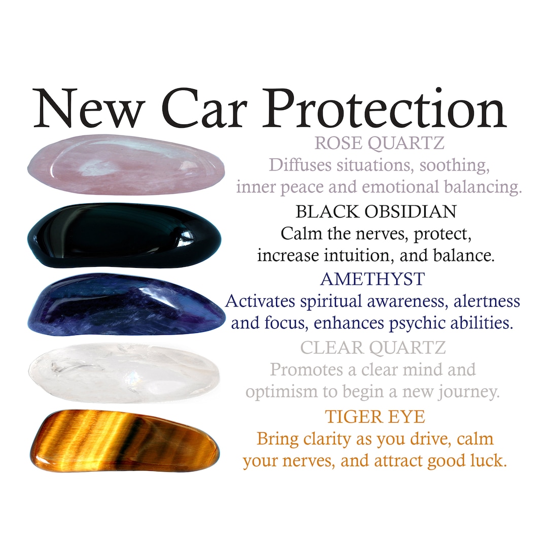 New Car Protection Crystal Set, New Car Protection Amulet, Rose Quartz ...