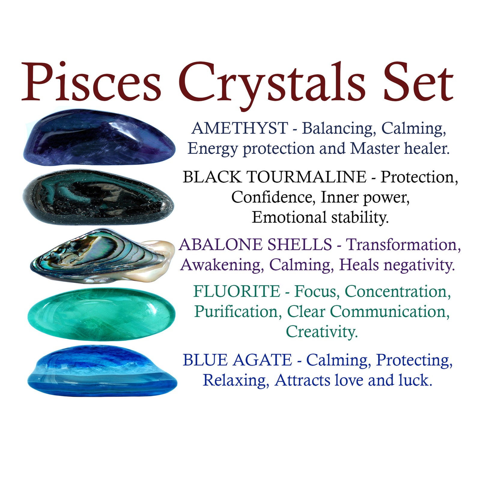 Pisces Crystals Set, Pisces Crystal Set, Crystals for Pisces, Crystals ...