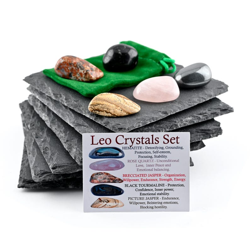 Leo Crystal Set, Confidence and Vitality, Gift for Crystal Lovers ...