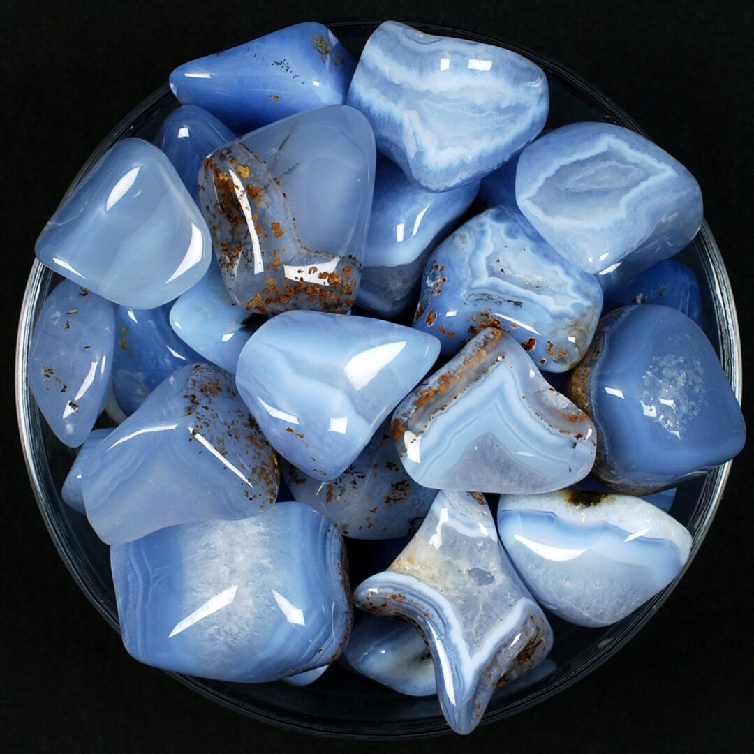 Blue Chalcedony Tumbled Stone Blue Chalcedony Tumbled - Etsy