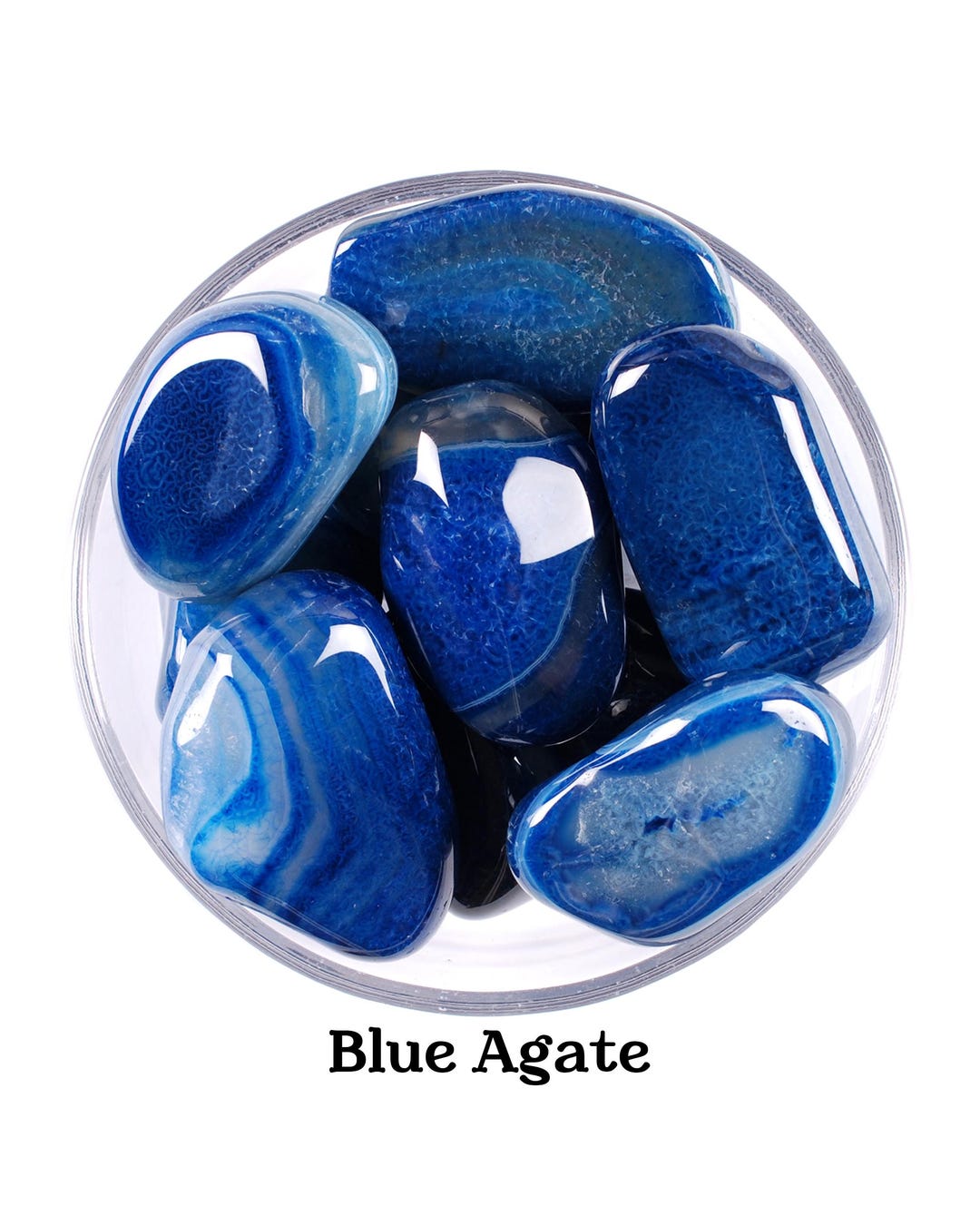 Blue Agate Tumbled Stone, Natural Banded Crystal for Peace ...