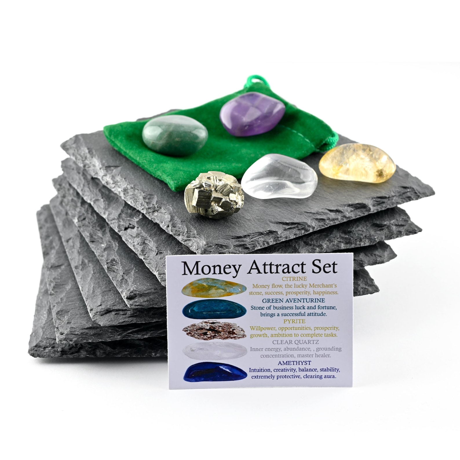 Money Attract Crystals Set, Money Attract, Crystals Set, Citrine, Green ...