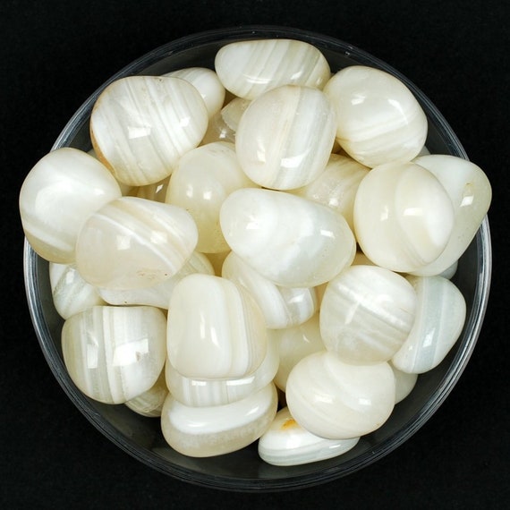White Agate Tumbled Stone White Banded Agate Tumbled Stones - Etsy