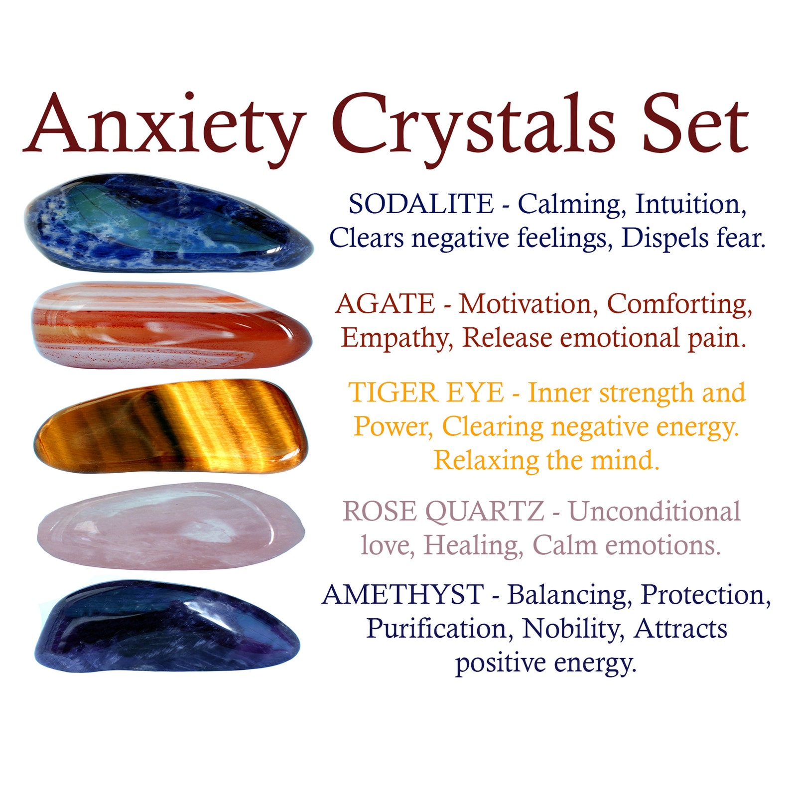 Anxiety Crystals Set, Crystals for Anxiety, Anxiety Crystals, Set for ...