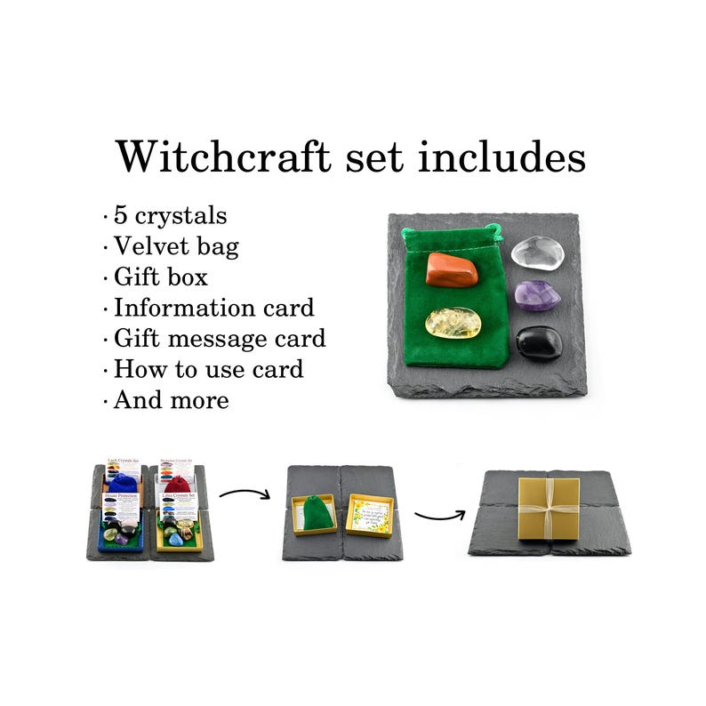 Witchcraft Crystals Set, Ritual and Magic, Gift for Crystal Lovers ...