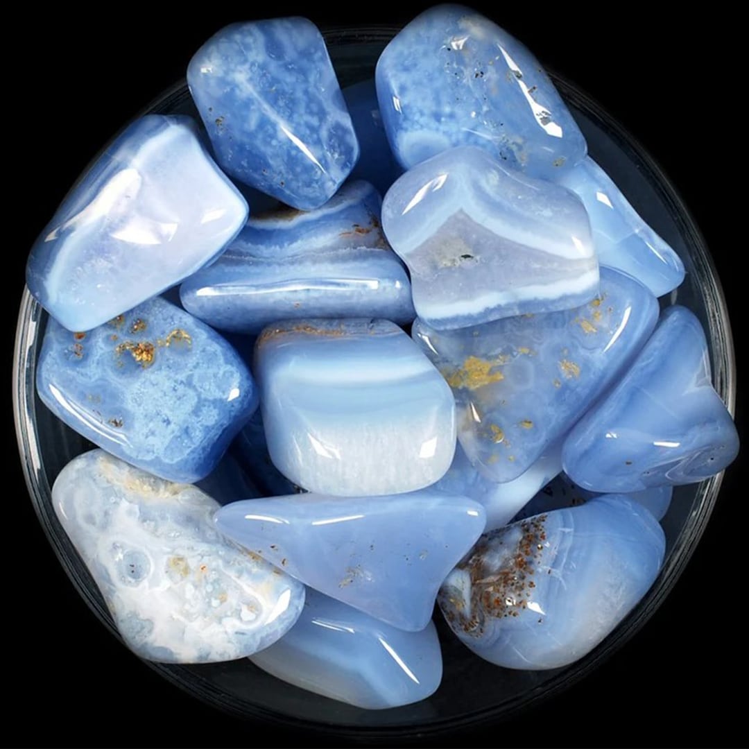 Blue Chalcedony Tumbled Stone, Blue Chalcedony Crystal, Chalcedony ...