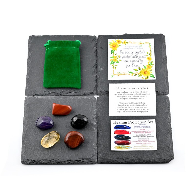 Healing Protection Crystal Set, Wellness and Shield, Gift for Crystal ...