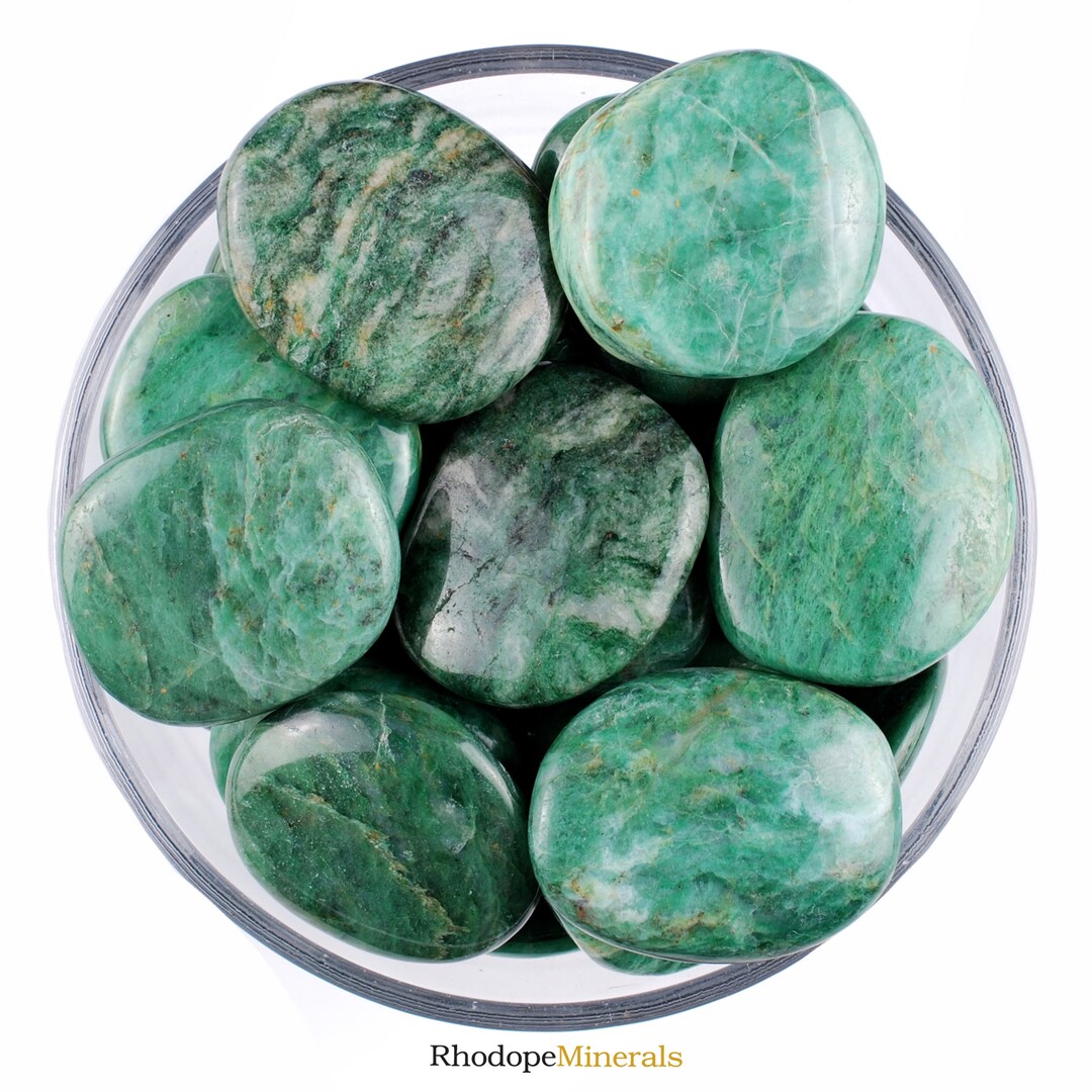 Green Quartz Smooth Stone, Green Quartz, Palm Stone, Quartz, Prase ...