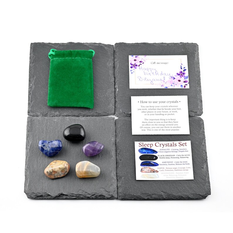 Sleep Crystal Set, Deep Rest, Relaxation Gemstones, Gift for Crystal ...