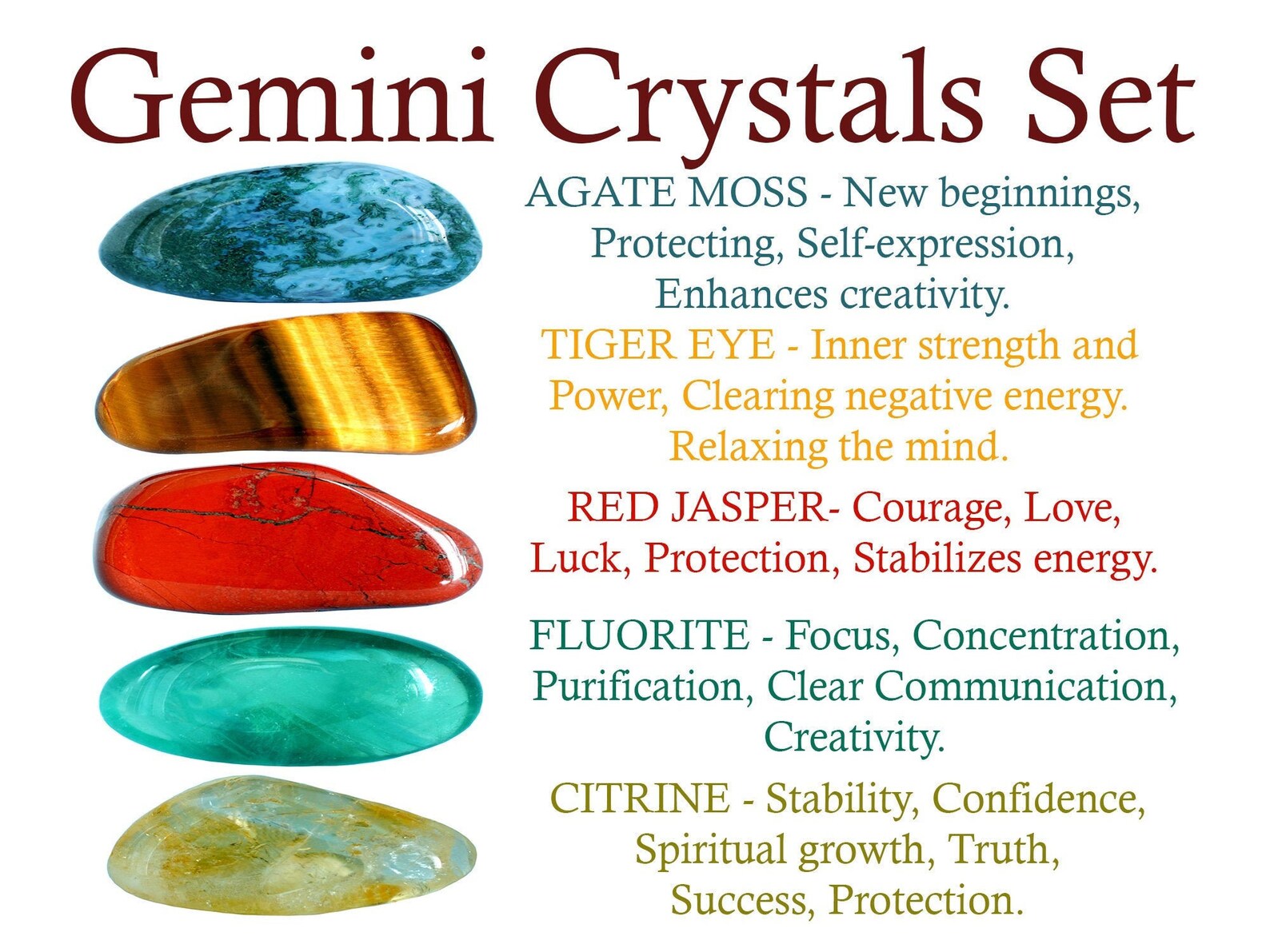 Gemini Crystals Set Gemini Crystal Set Crystals for Gemini | Etsy