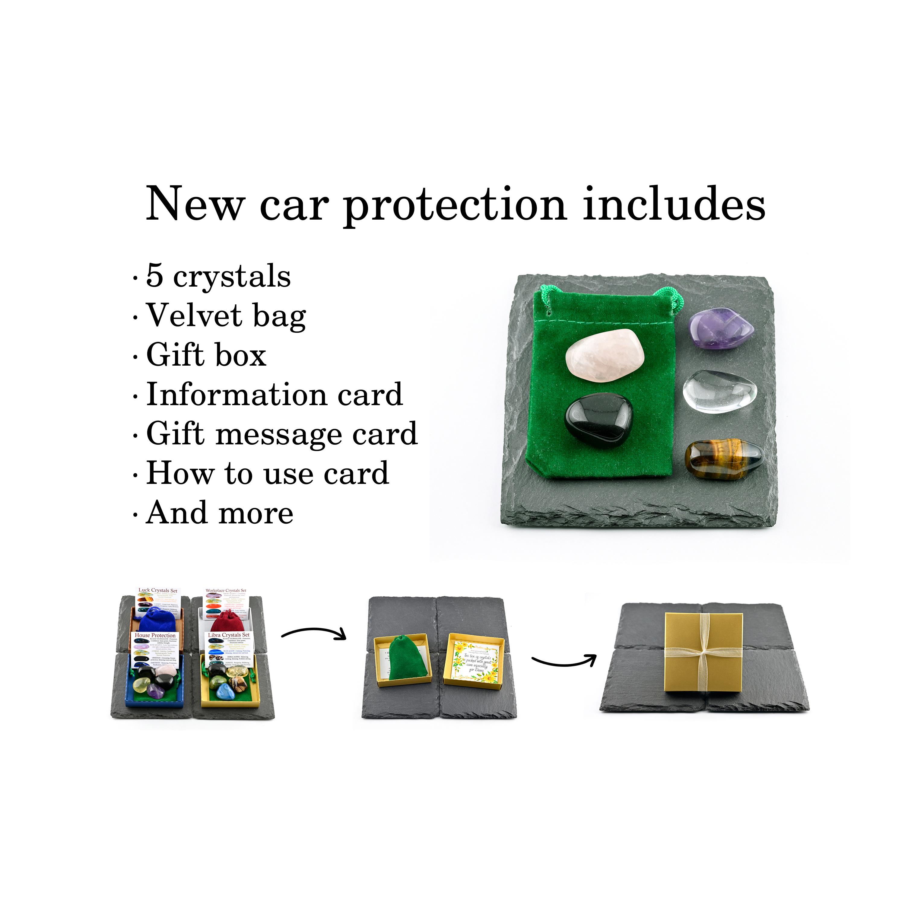 New Car Protection Crystal Set, New Car Protection Amulet, Rose Quartz ...