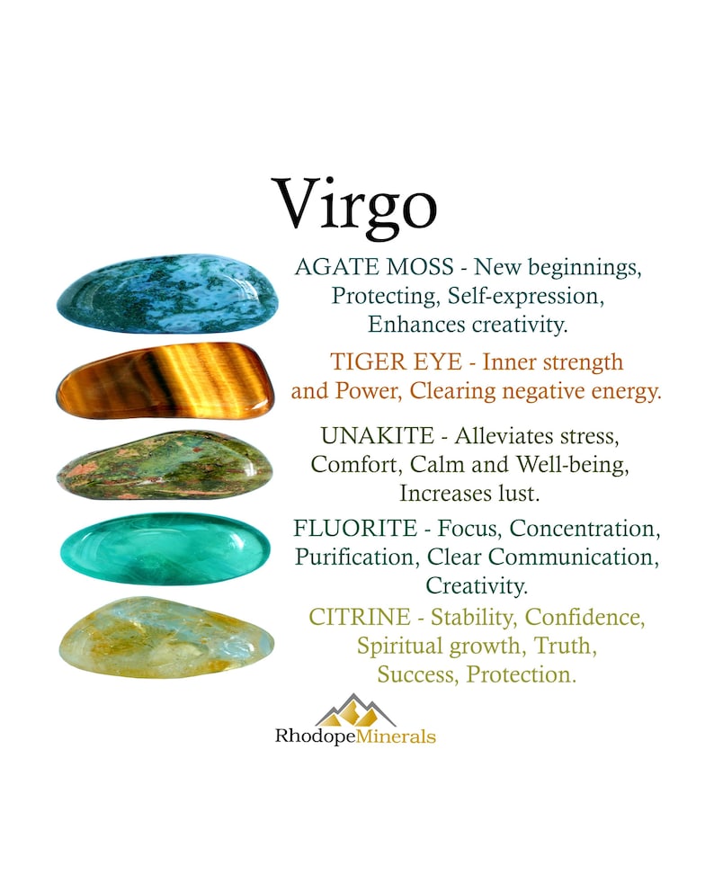 Virgo Crystals Set, Virgo Crystal Set, Crystals for Virgo, Stones for ...