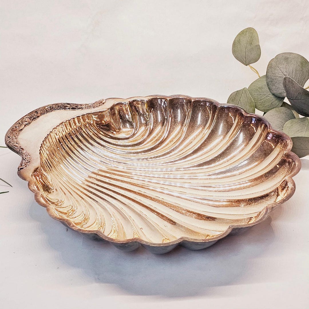 Victorian Rose Silver Plate Clam Shell Serving Plate Bowl Wm Rogers ...