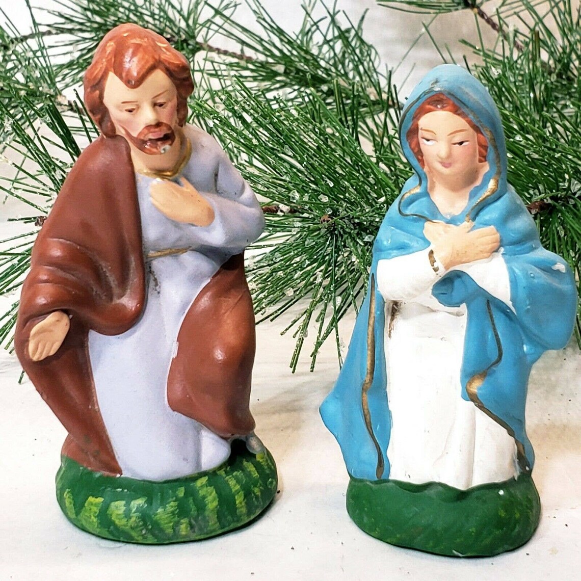 Vintage NATIVITY Creche Figures Paper Mache Composite Joseph - Etsy