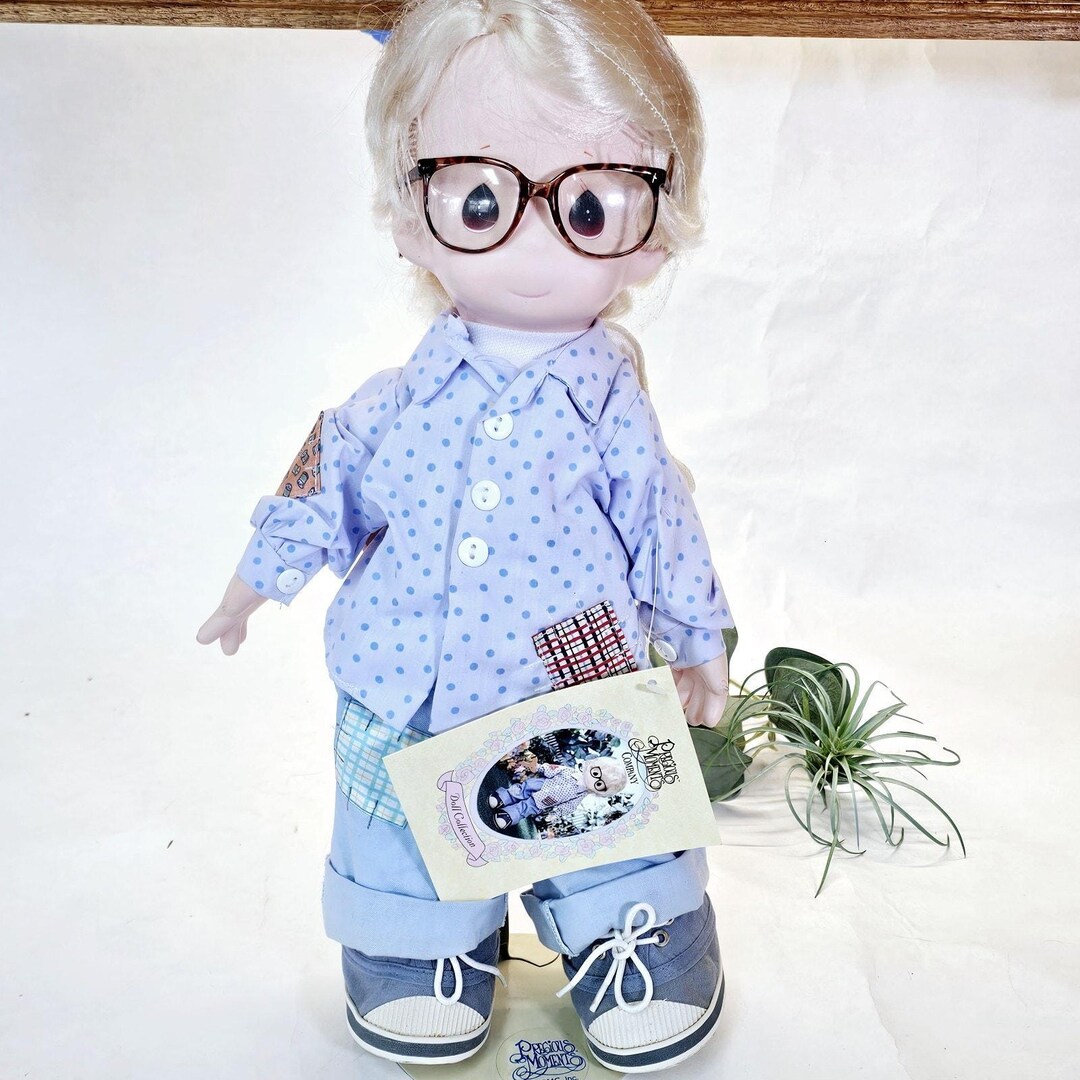 Vintage Precious Moments Philip Blonde Hair Blue Eye Doll 16" W/stand ...