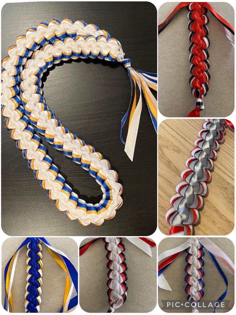 Custom Graduation Ribbon Lei - Choose Your Colors! Base Color With ...
