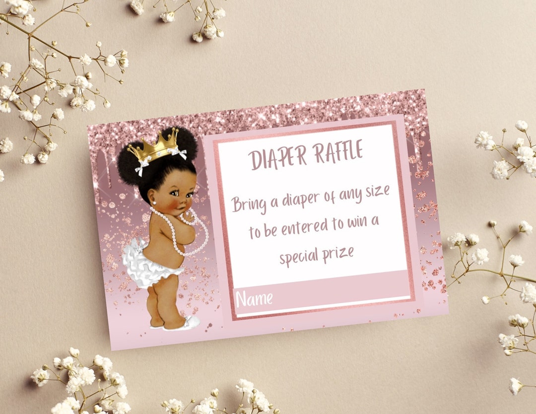 Diaper Raffle Tickets Baby Shower Game African American Caucasian ...