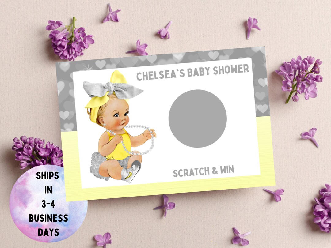 Baby Shower Scratch off Ticket Silver and Yellow Baby Shower Scratch ...