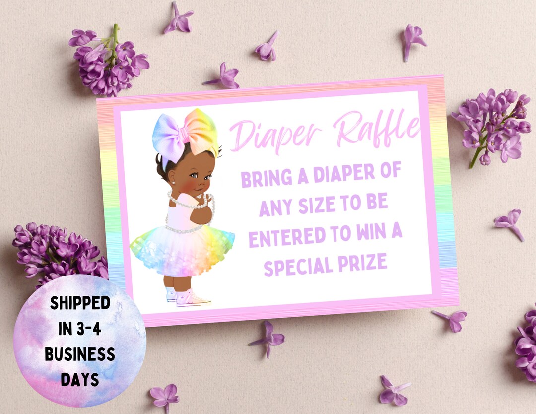 Baby Shower Diaper Raffle Ticket Pastel Rainbow Diaper Raffle Ticket ...