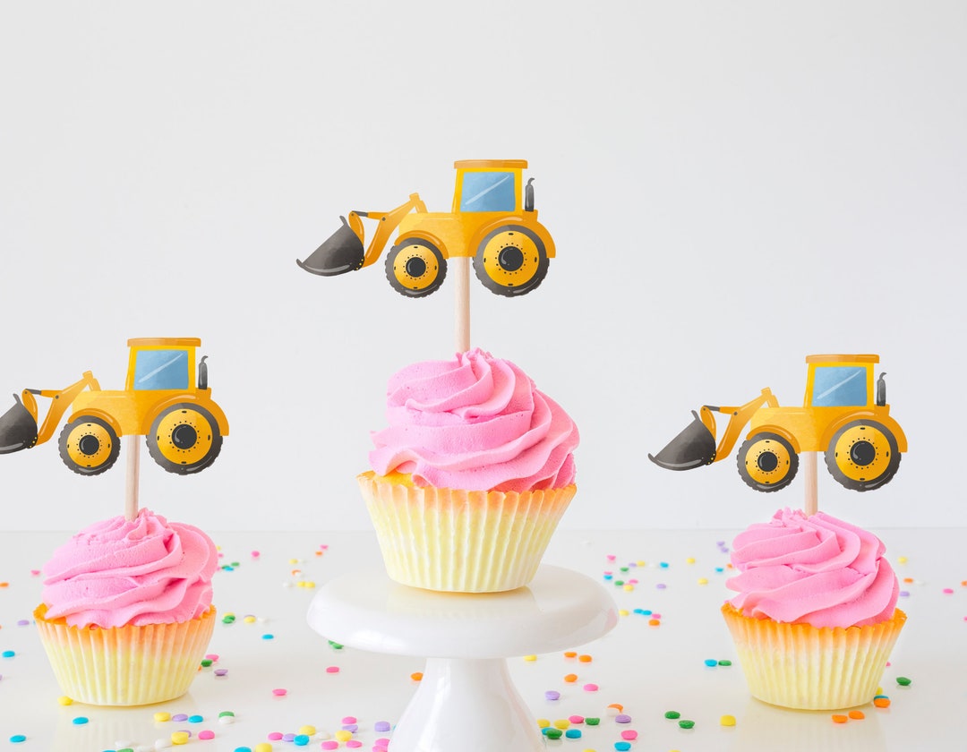Construction Cupcake Toppers Construction Birthday Cupcake Toppers - Etsy