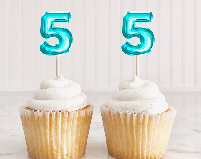 5th Birthday Cupcake Toppers Any Age Cupcake Toppers 5th Birthday Cake ...