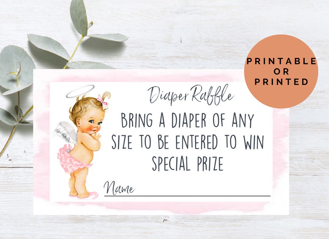 Diaper Raffle Ticket Angel Baby Shower Diaper Raffle Ticket Custom ...