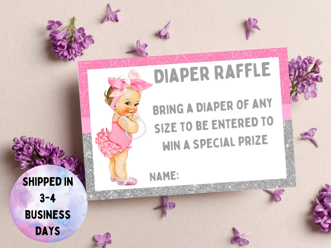 Baby Shower Diaper Raffle Ticket Pink and Gray Diaper Raffle Ticket ...