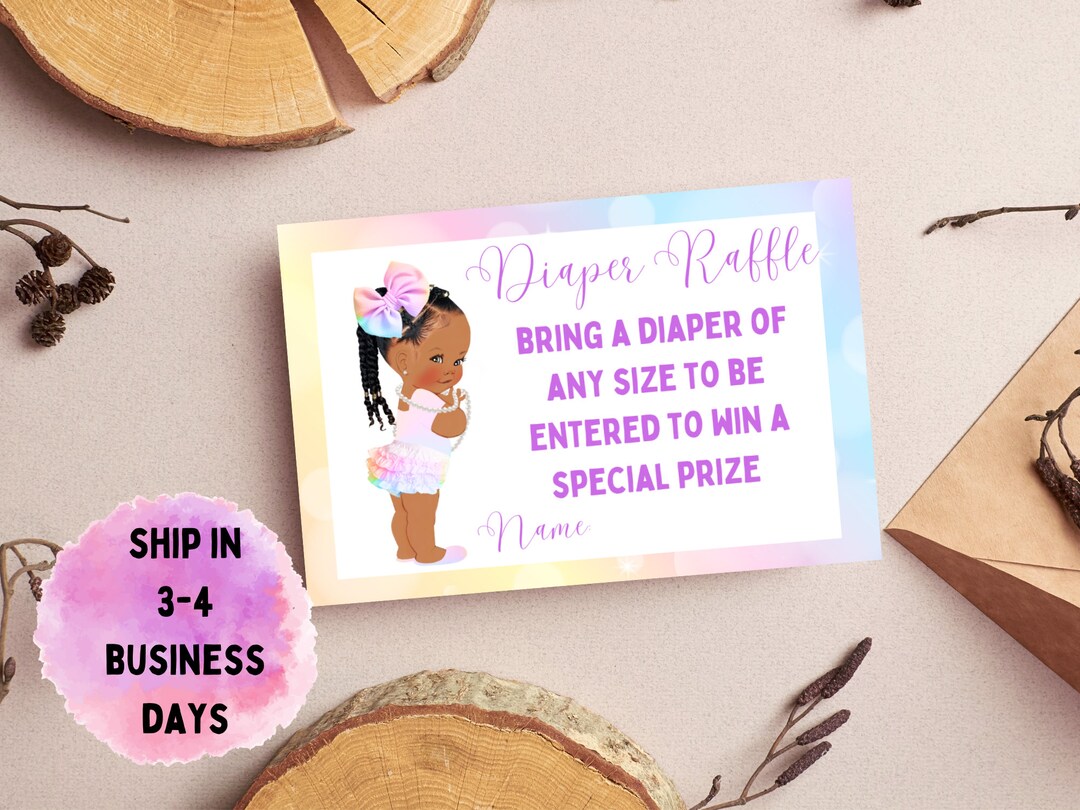 Diaper Raffle Ticket African American Rainbow Diaper Raffle Ticket Baby ...