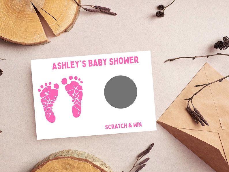 Custom Baby Shower Scratch off Ticket Baby Feet Baby Feet Scratch off ...
