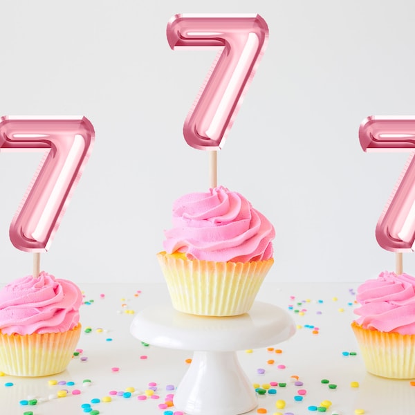 7th Birthday Cupcake Toppers - Etsy