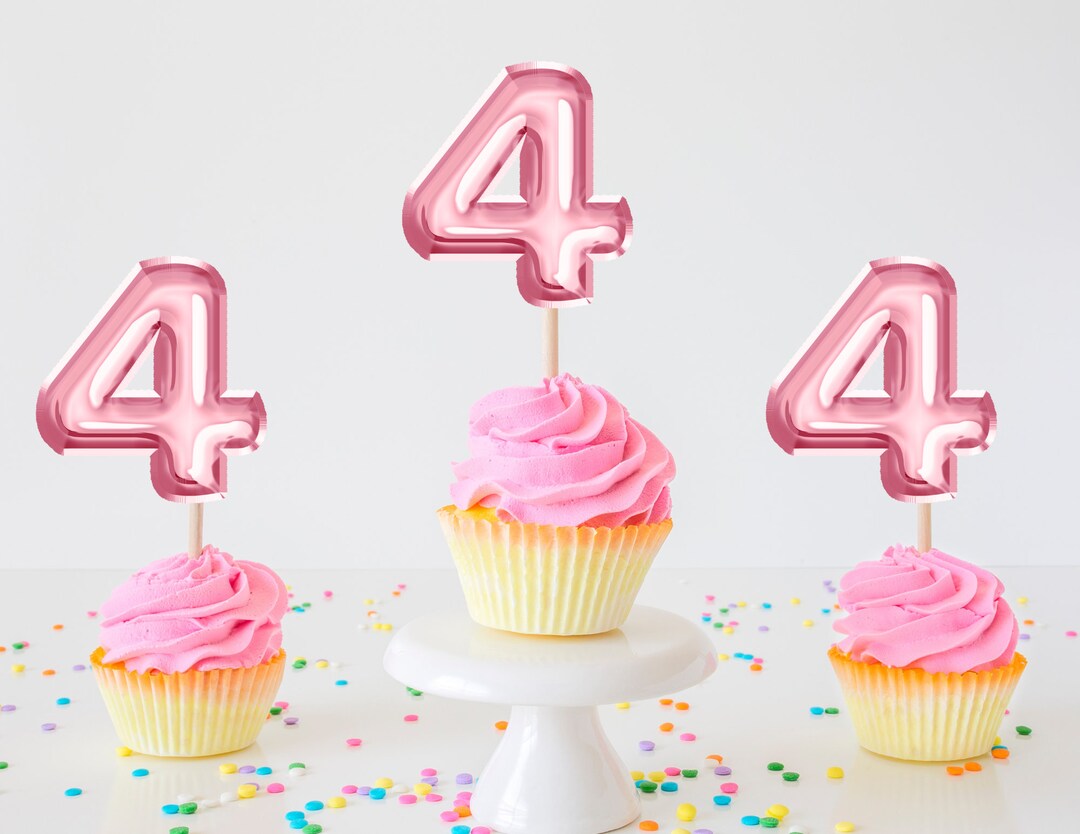 4th Birthday Cupcake Topper Birthday Cupcake Topper Number Cupcake ...