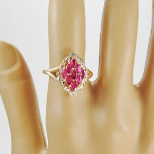 Vintage 14K Yellow/ White Gold, 9 Rubies/pink Sapphires,2 Diamonds ...