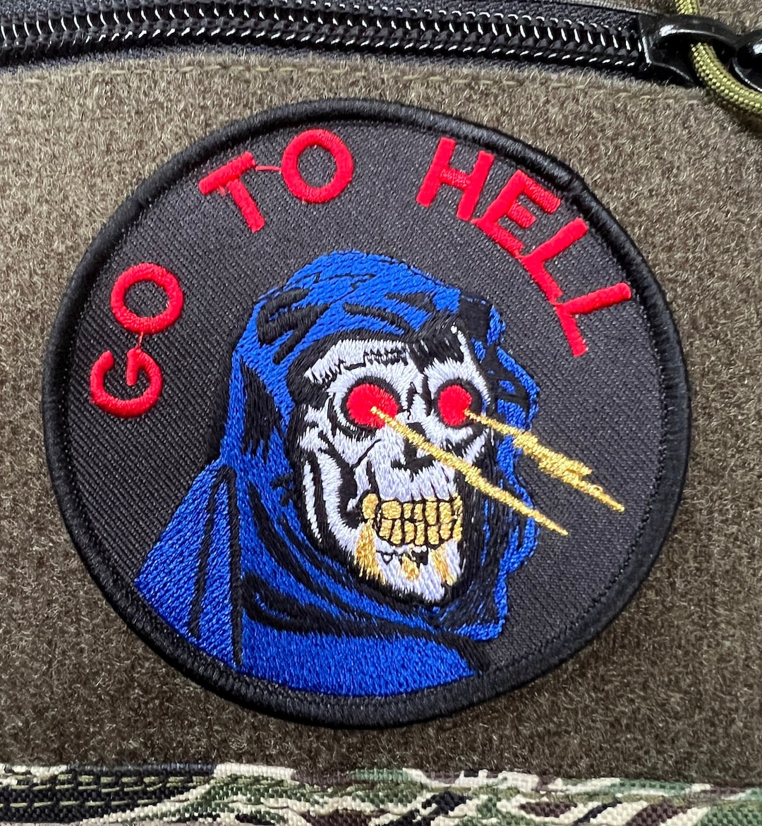 Hooded Skull Punk Morale Patch "go to Hell" Vintage Style - Etsy